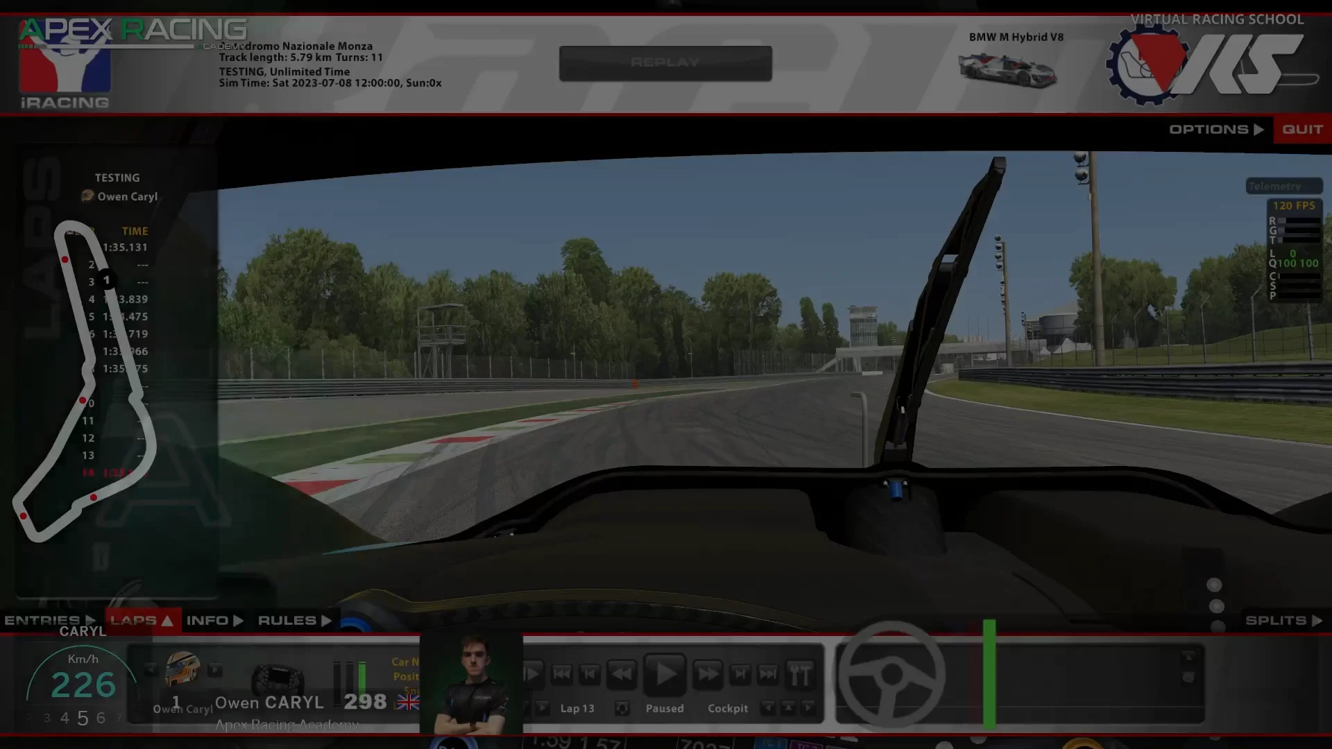 Apex Racing Academy - 23s3 - BMW LMDh - ESS - Monza - Cockpit on Vimeo
