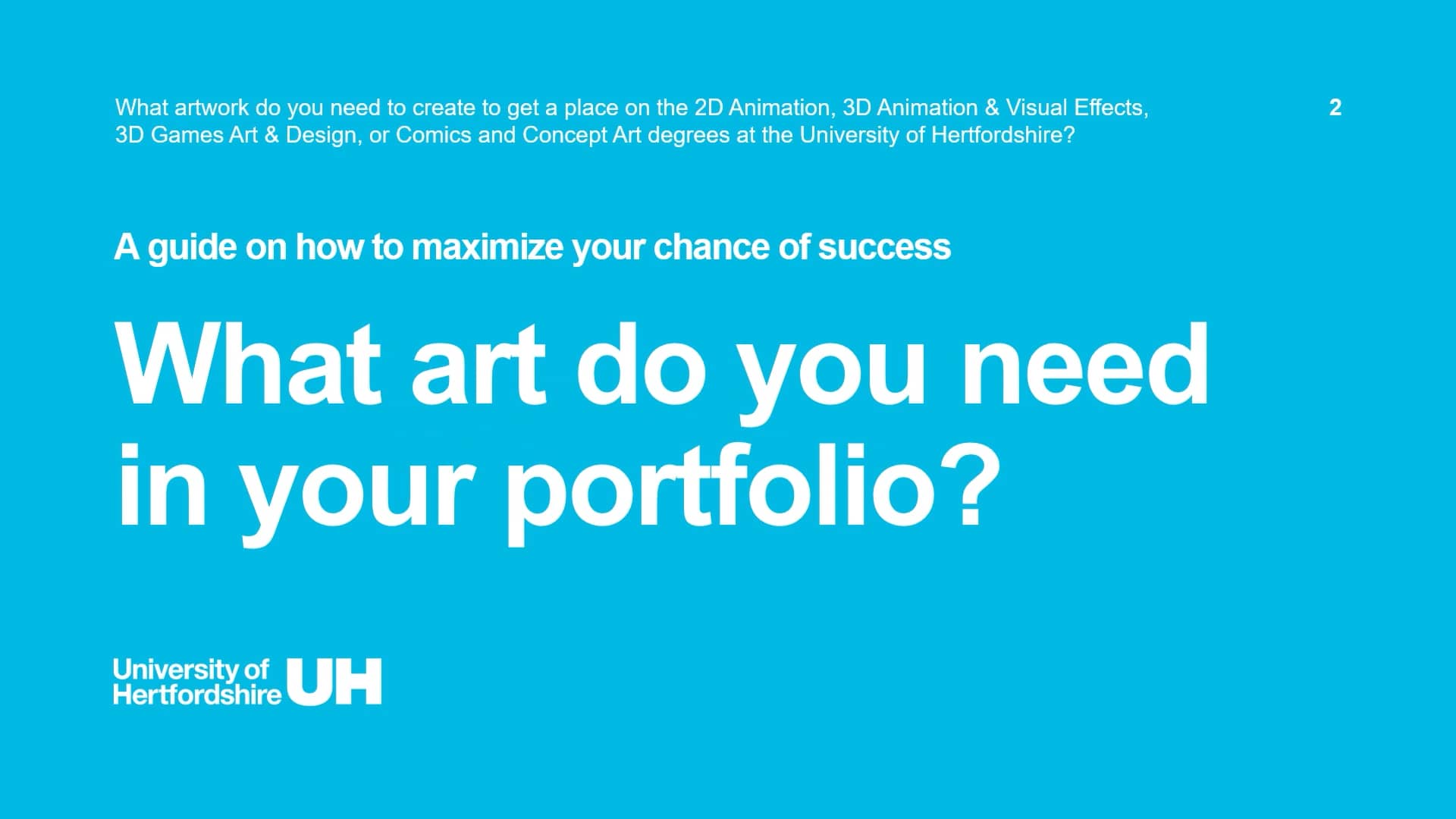 Portfolio Advice for applying to University of Hertfordshire ...