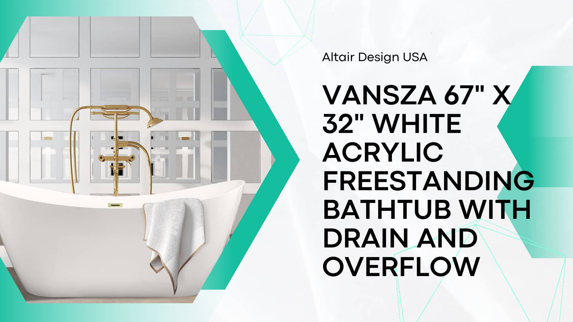 Altair Vansza 67" x 32" White Acrylic Freestanding Bathtub With Drain and Overflow on Vimeo