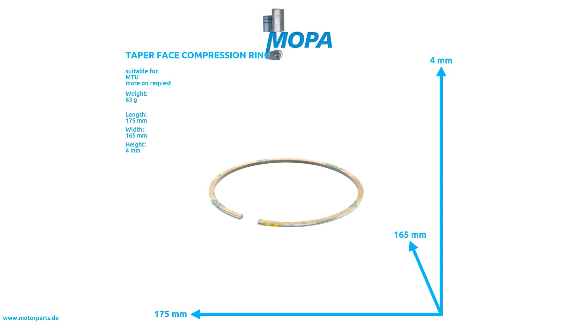 0090374519 - MOPA TAPER FACE COMPRESSION RING suitable for MTU engines ...