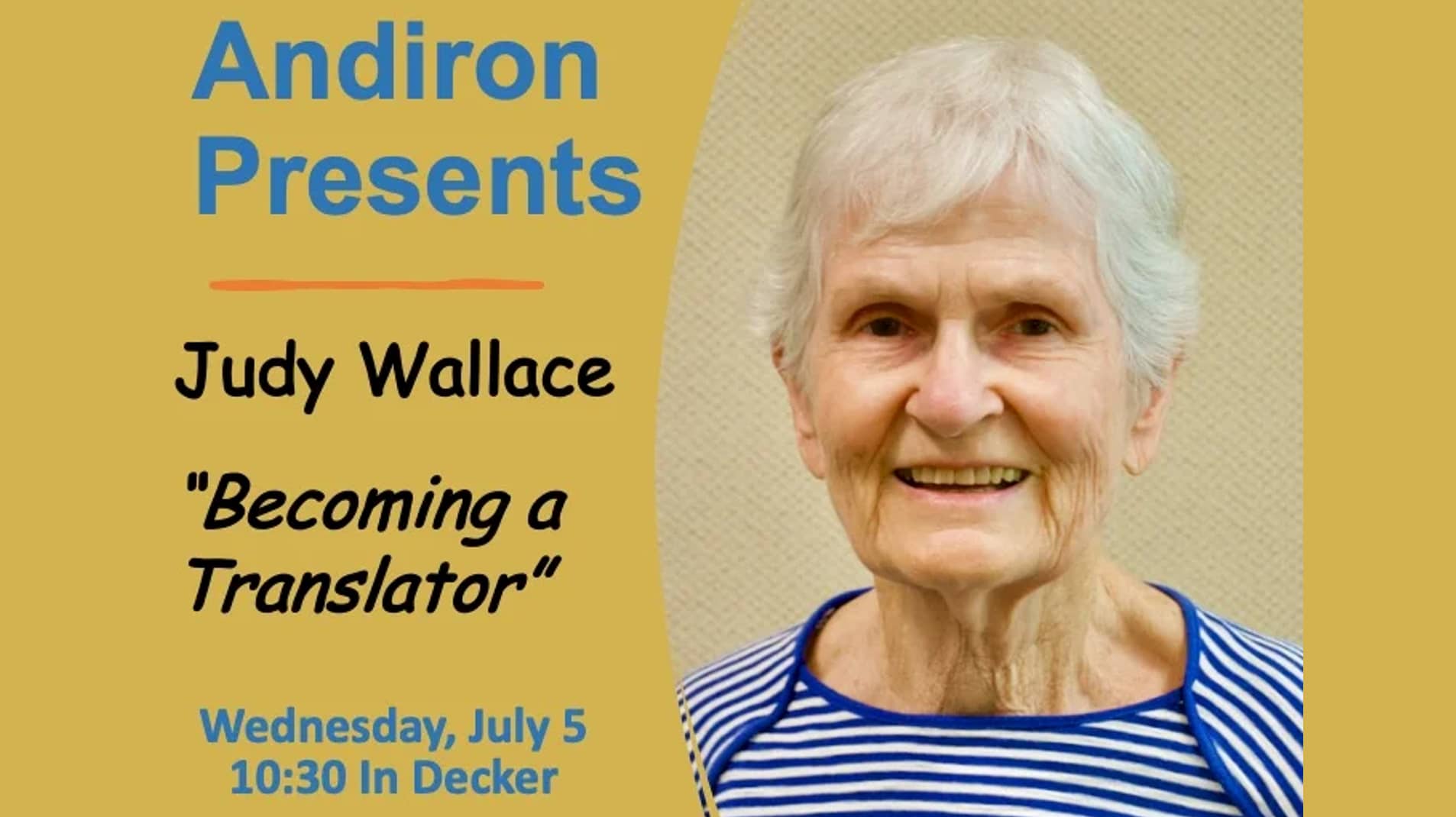 Judy Wallace Andiron - July 5, 2023 on Vimeo