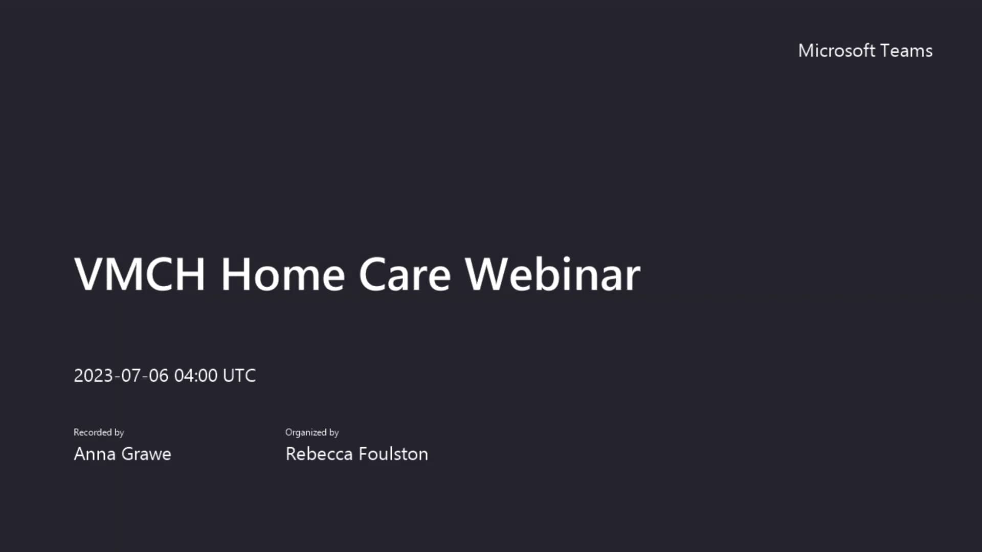VMCH Home Care Webinar Recording on Vimeo