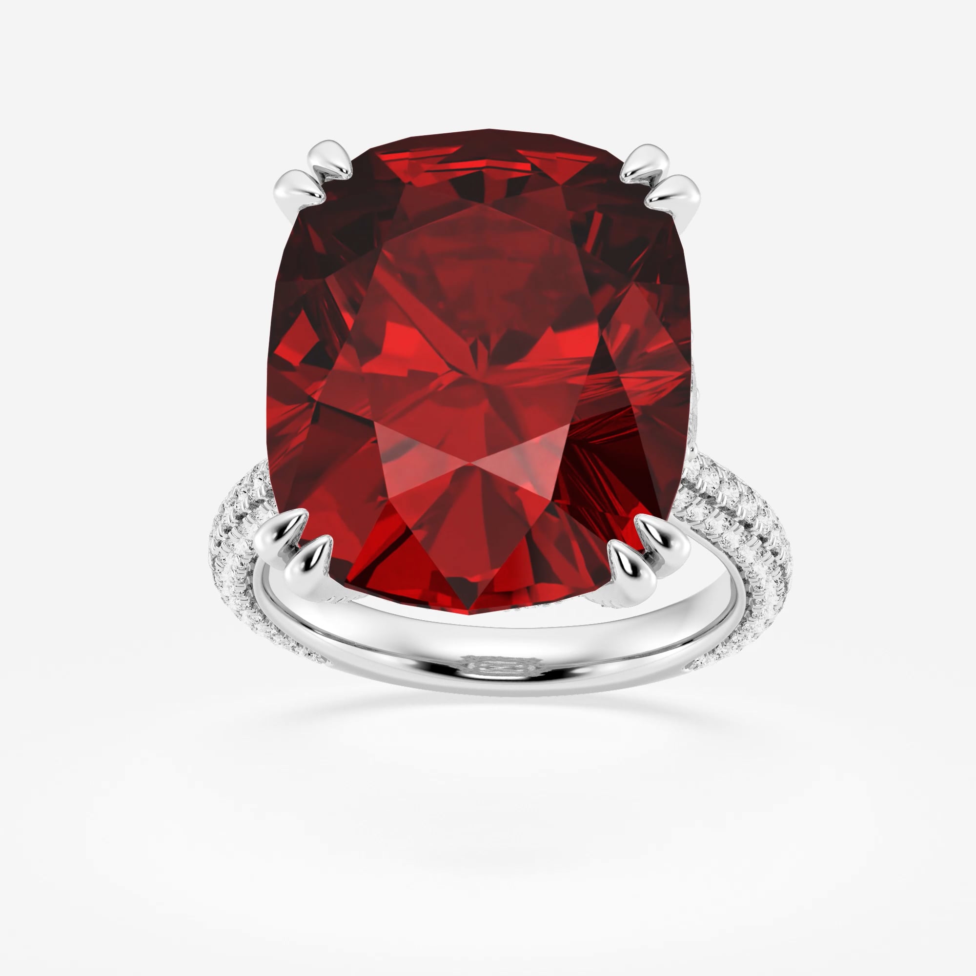 18.0x14.5mm Elongated Cushion Cut Created Ruby and 1 1/2 ctw Round Lab ...