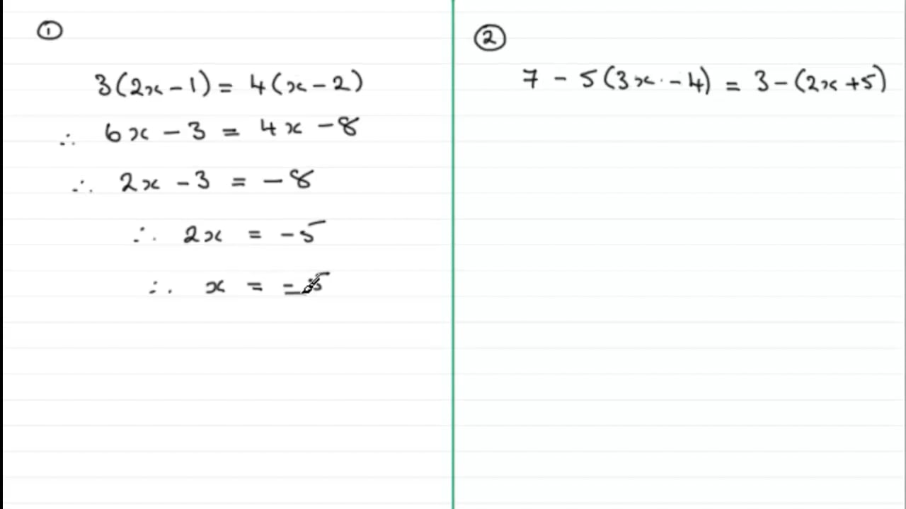 _Algebra_Solving linear equations_Linear Equations with brackets_How to ...