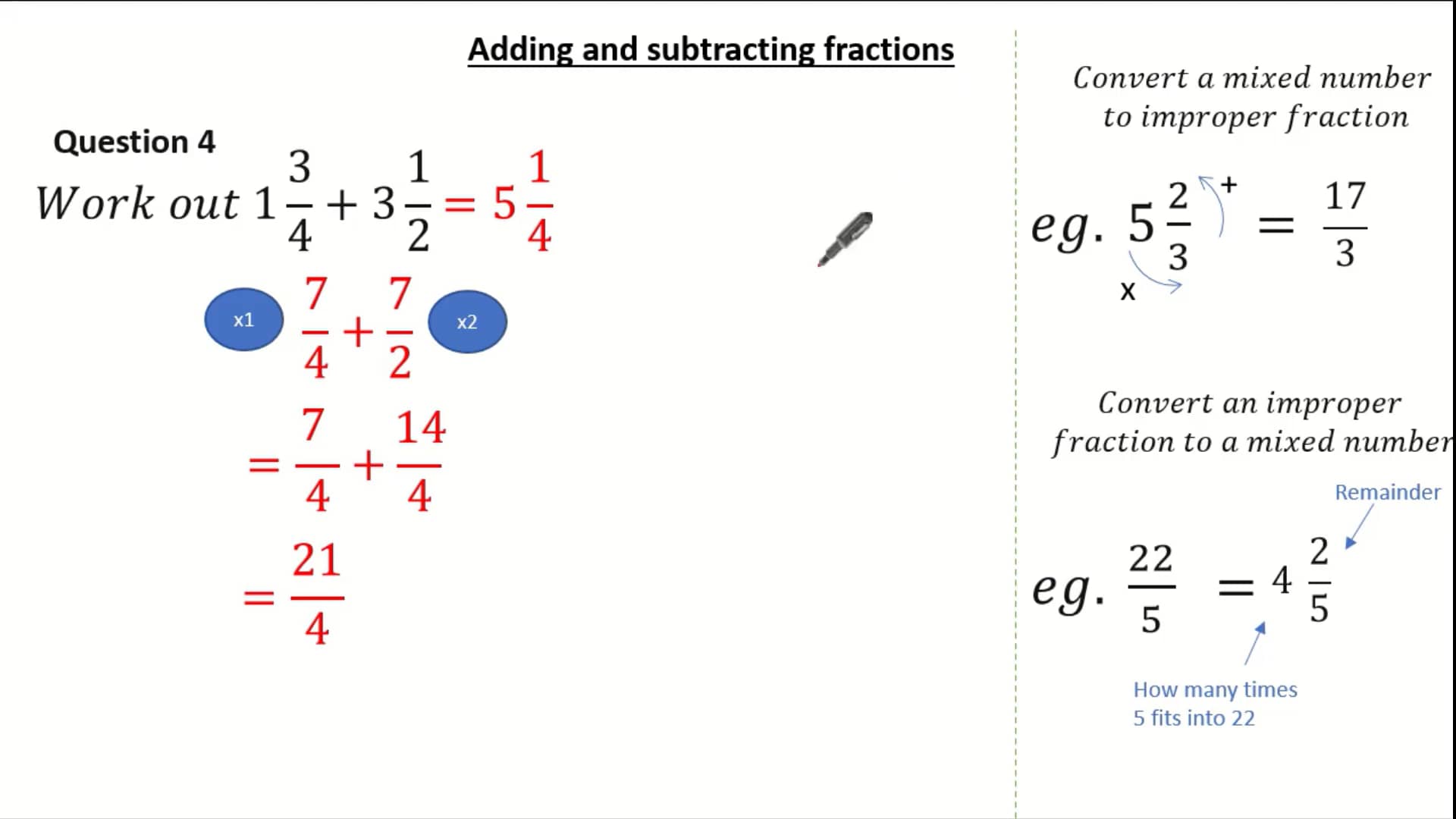 _Number_Fraction_Fraction arithmetic(non calc)_How to Add and Subtract ...
