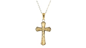 10kt Yellow Gold Beveled-Edge Cross Pendant Necklace