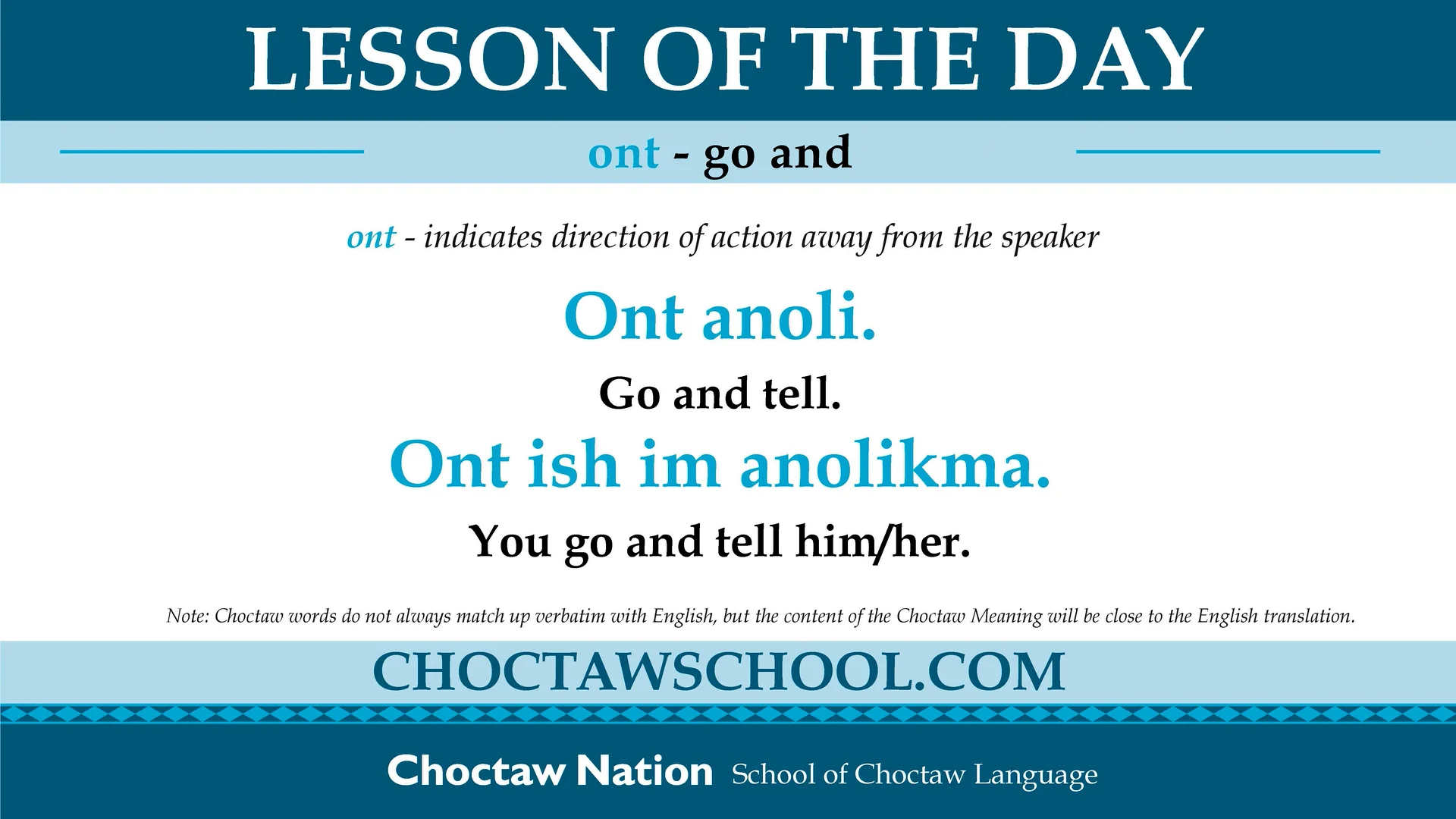 Lesson of the Day: directional particle - ont