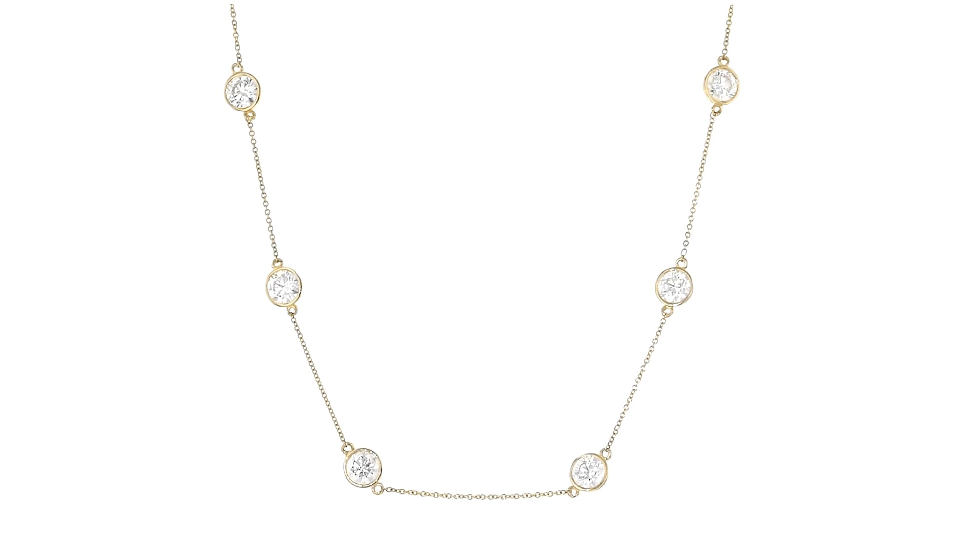 10.00 ct. t.w. Lab-Grown Diamond Station Necklace in 14kt Yellow Gold ...