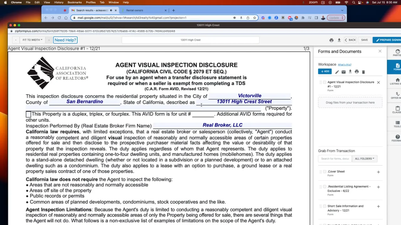Agent Visual Inspection Disclosure (AVID)