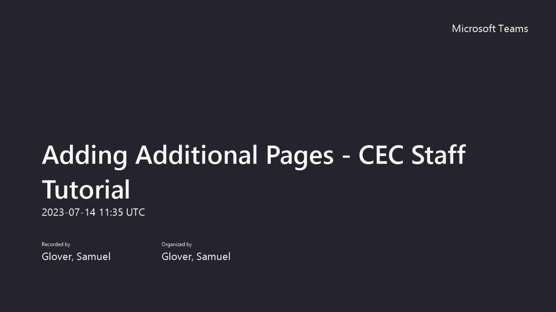 Adding Additional Pages - CEC Staff Training on Vimeo