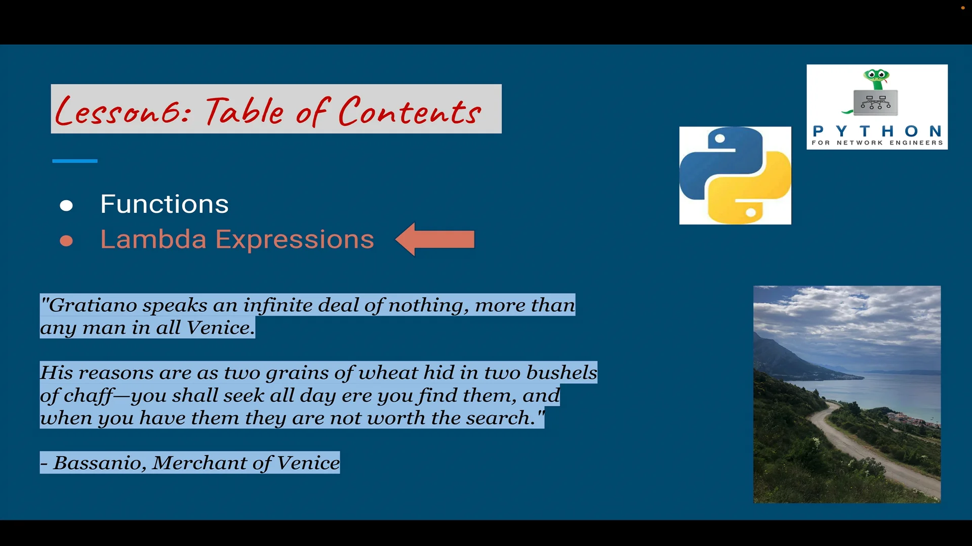 Learning Python - Week6 / Lambda Expressions (*optional/intermediate content) on Vimeo