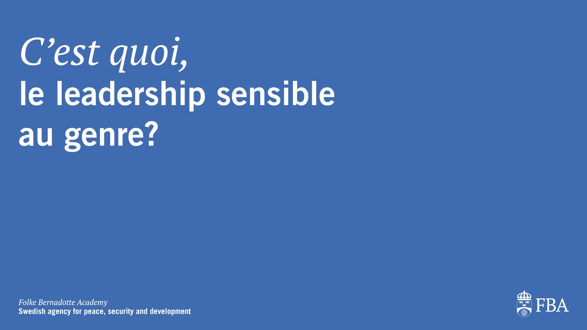 Programme de leadership sensible au genre - FBA on Vimeo