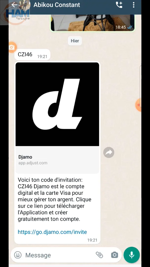 Téléchargement de carte djamo