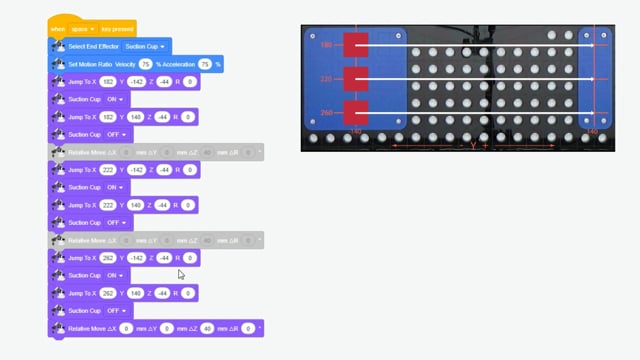 Dobot Magician basics - 15 Moving 3 blocks using a loop on Vimeo