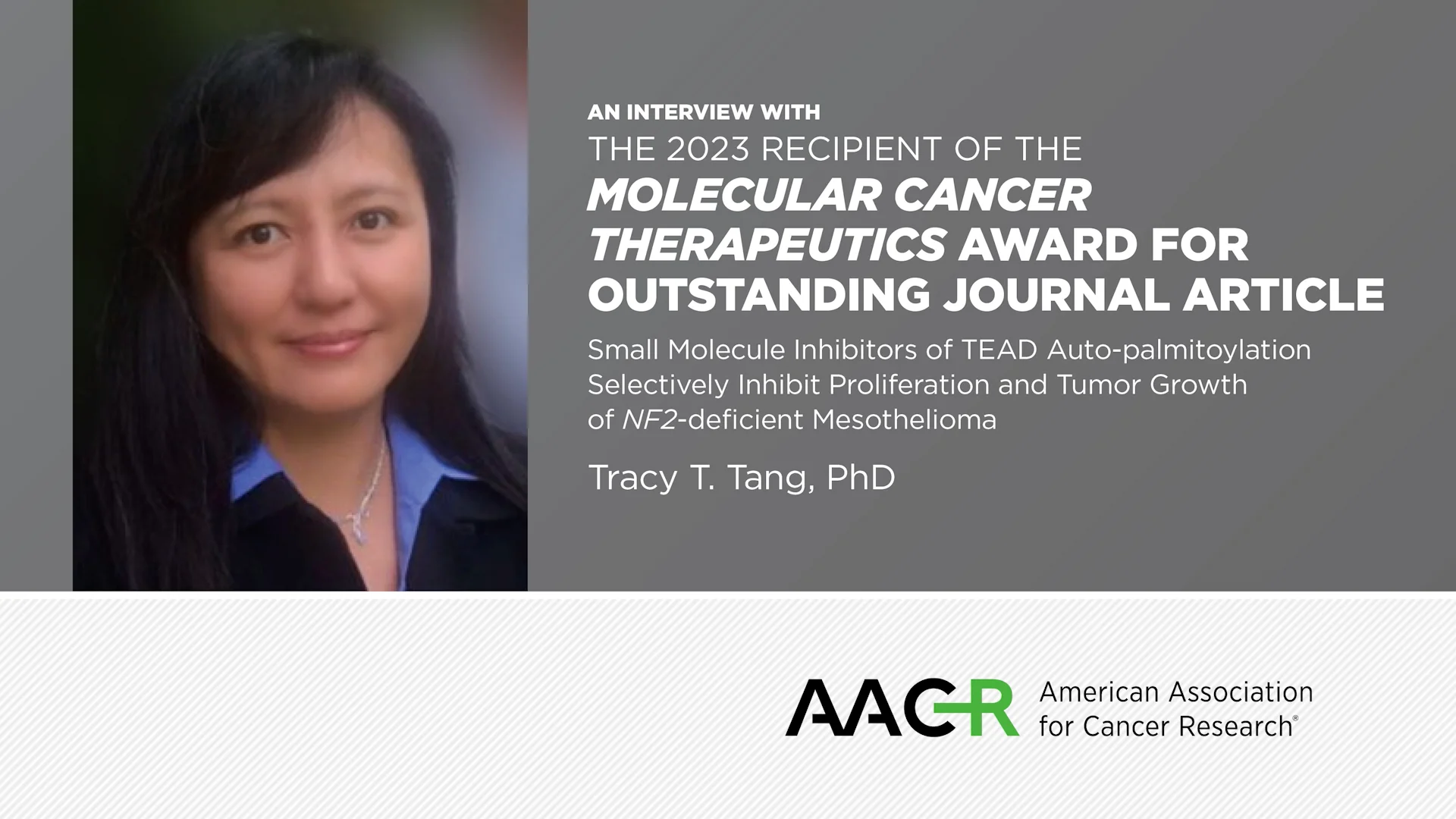 2023 Molecular Cancer Therapeutics Award for Outstanding Journal Article
