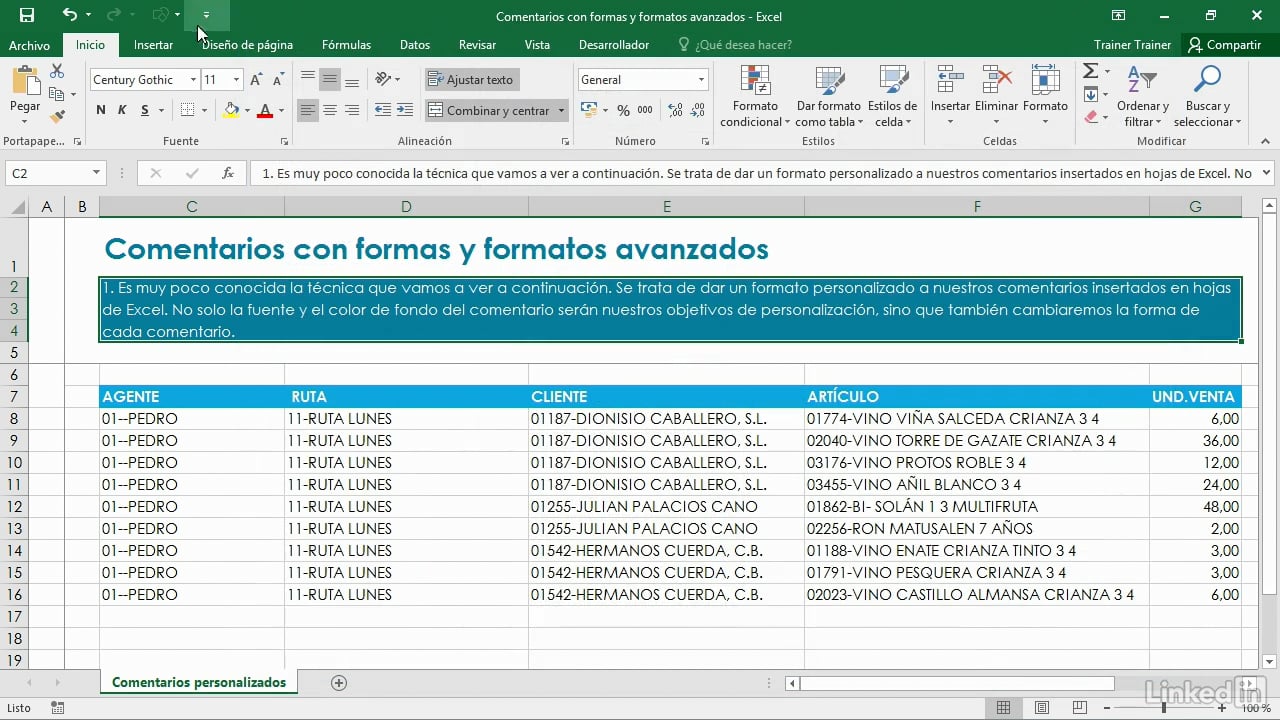 5.Comentarios con formas y formatos avanzados en Excel 2016 on Vimeo