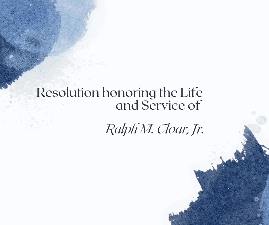 Resolution Honoring the Life and Service of Ralph Cloar on Vimeo