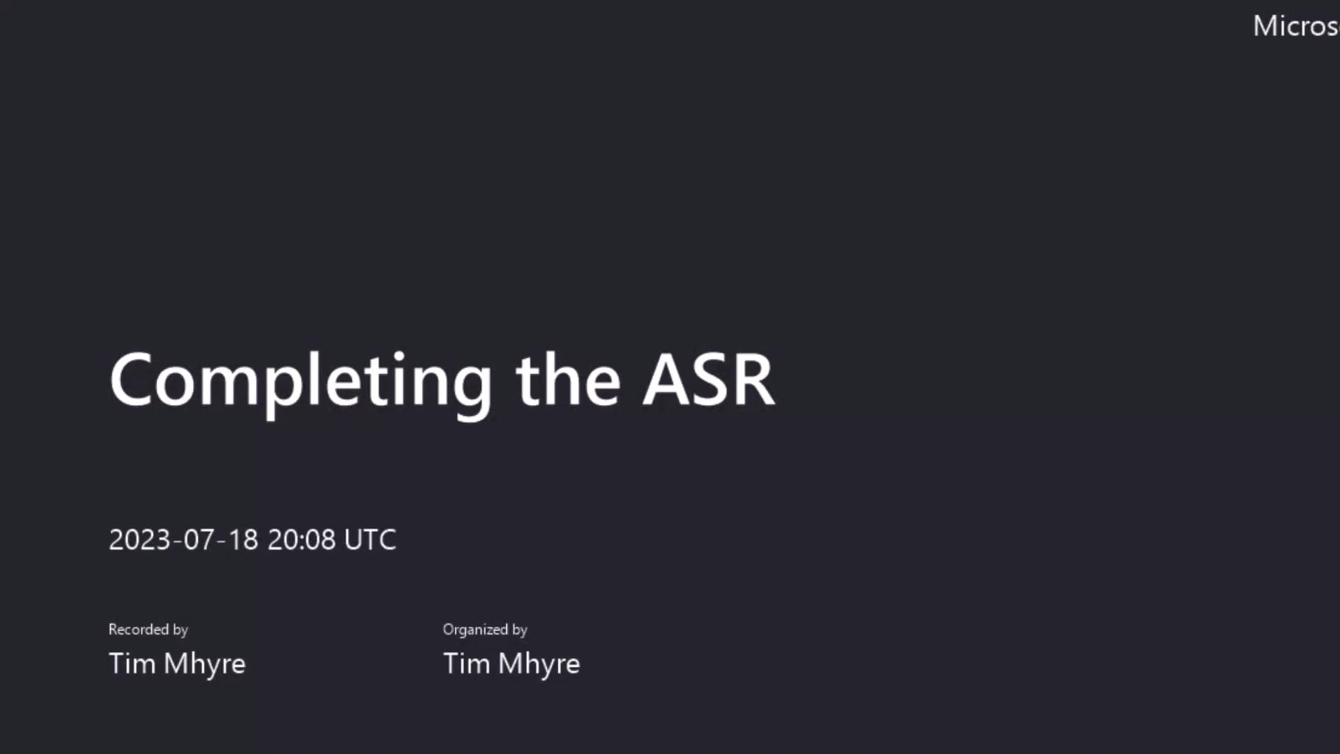 Part 2: Complete the ASR on Vimeo