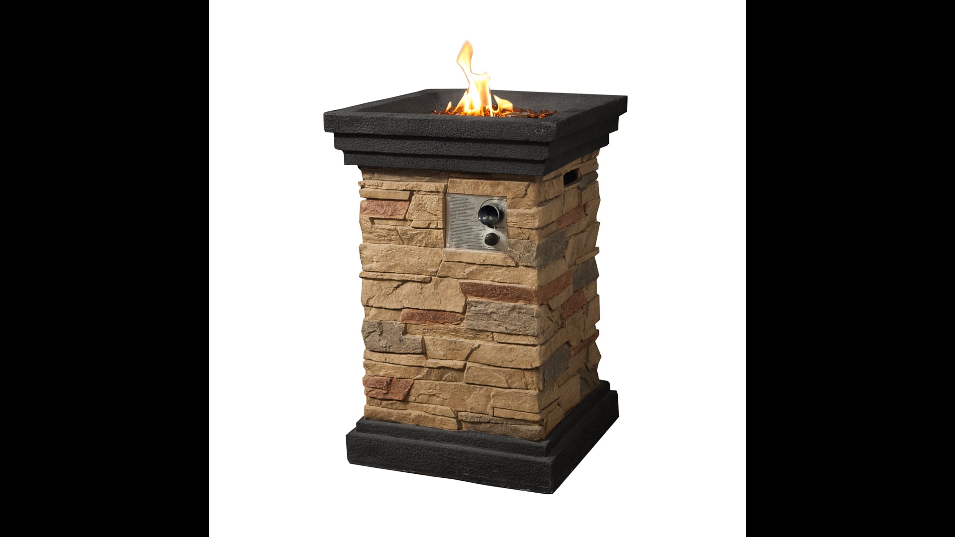20"Outdoor Square Slate Rock Gas Fire Pit - Rustic - Fire Pits - by ...