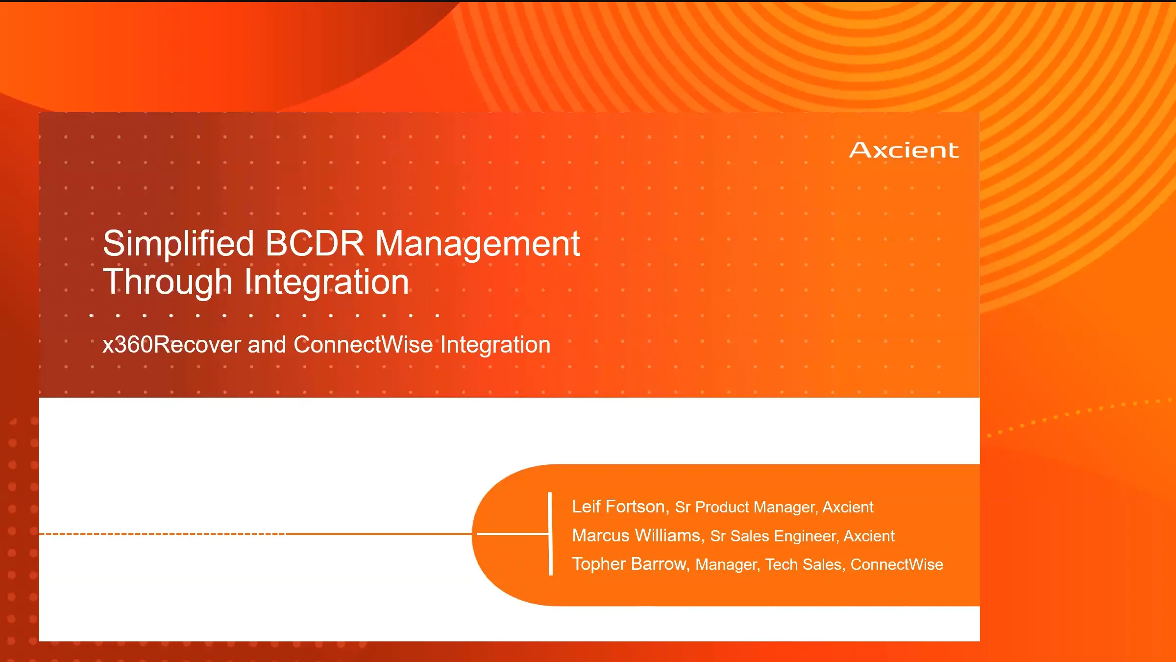 2023-7-27 Streamlined BCDR Management: x360Recover & ConnectWise ...