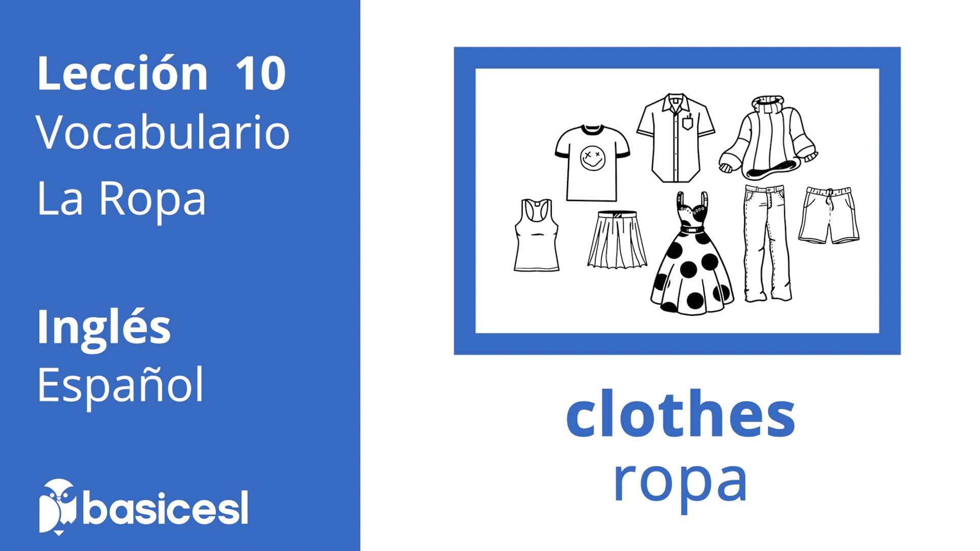 Lesson 10 | Clothes | Basic ESL WORKBOOK 1 | Translation Spanish to ...