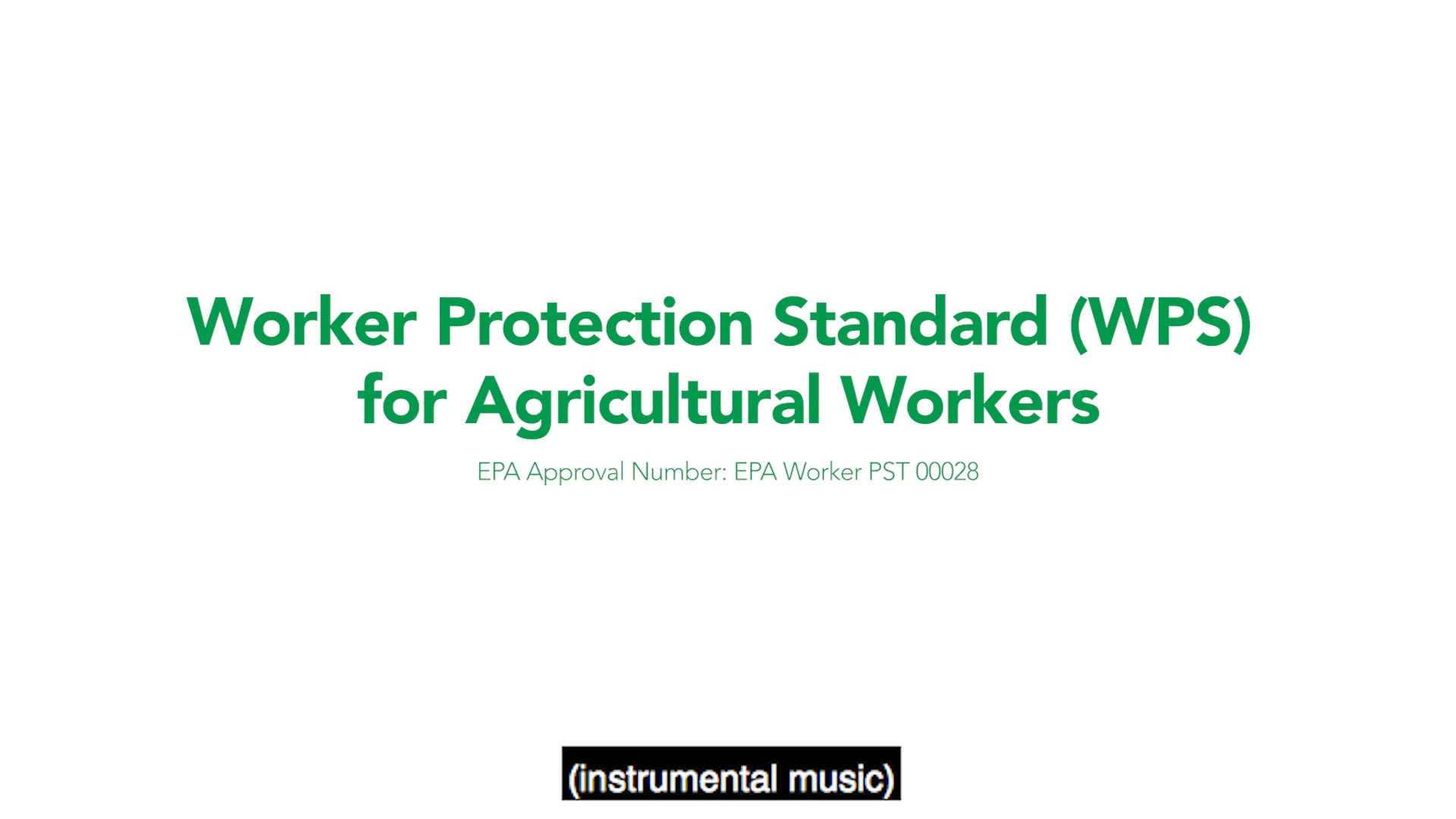 Worker Protection Standard (WPS) for Agricultural Workers (Closed ...
