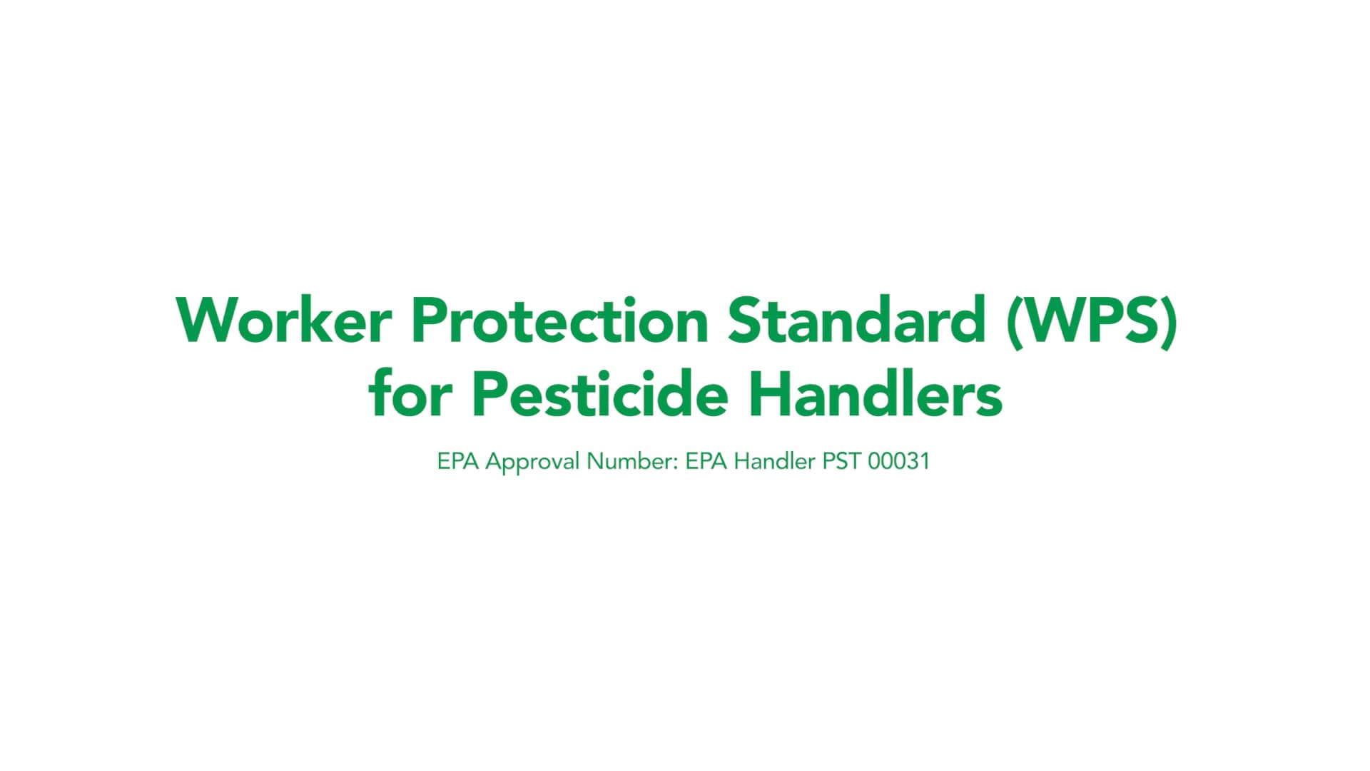 Worker Protection Standard (WPS) for Pesticide Handlers on Vimeo