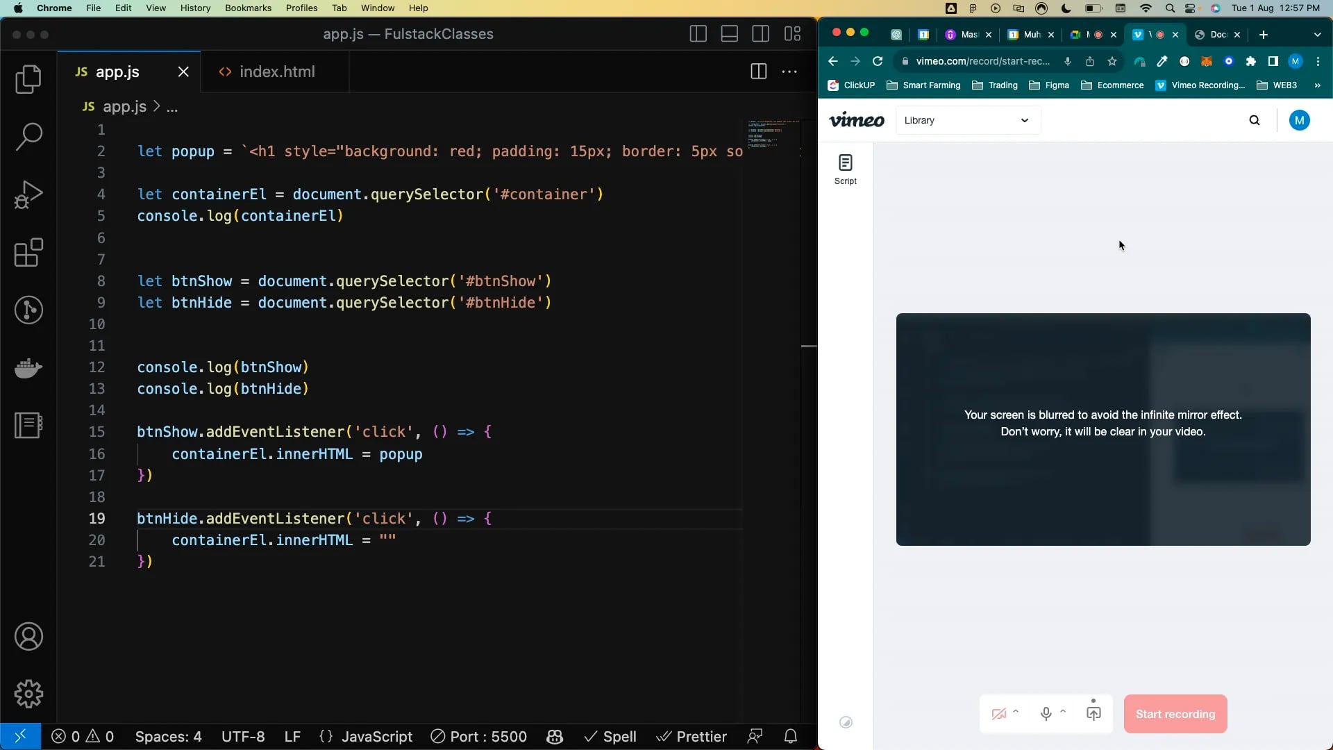 Js: 014 event listener on Vimeo