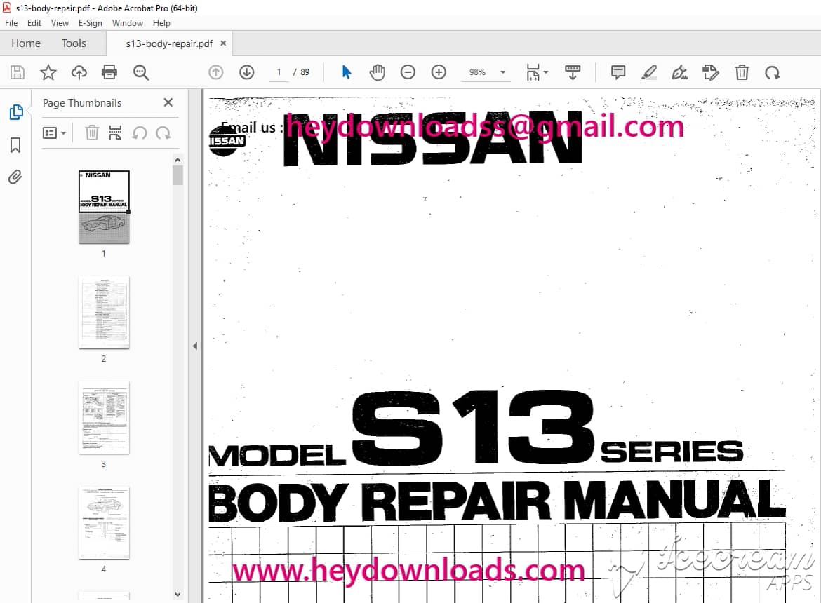 NISSAN S13 Series Body Repair Manual PDF DOWNLOAD on Vimeo