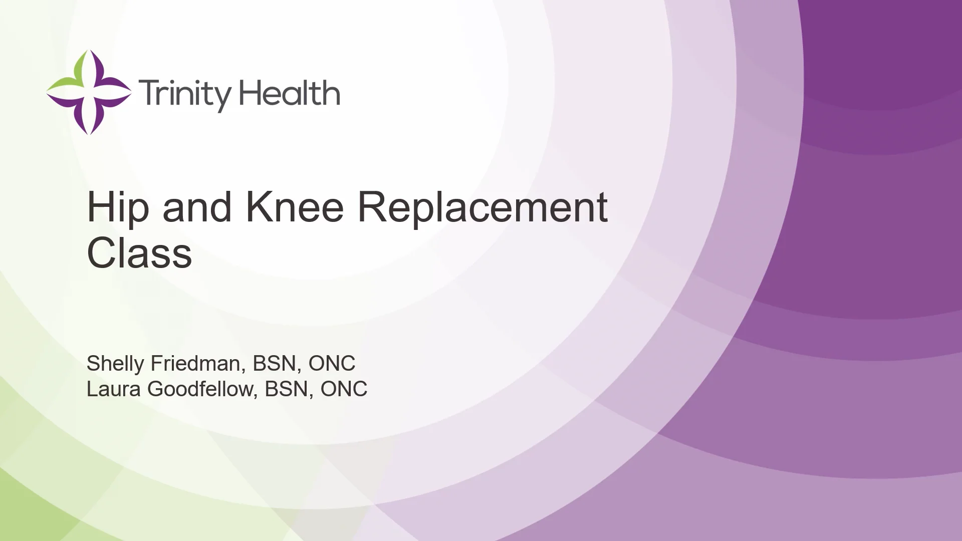 Hip and Knee Replacement Class | Trinity Health Grand Rapids