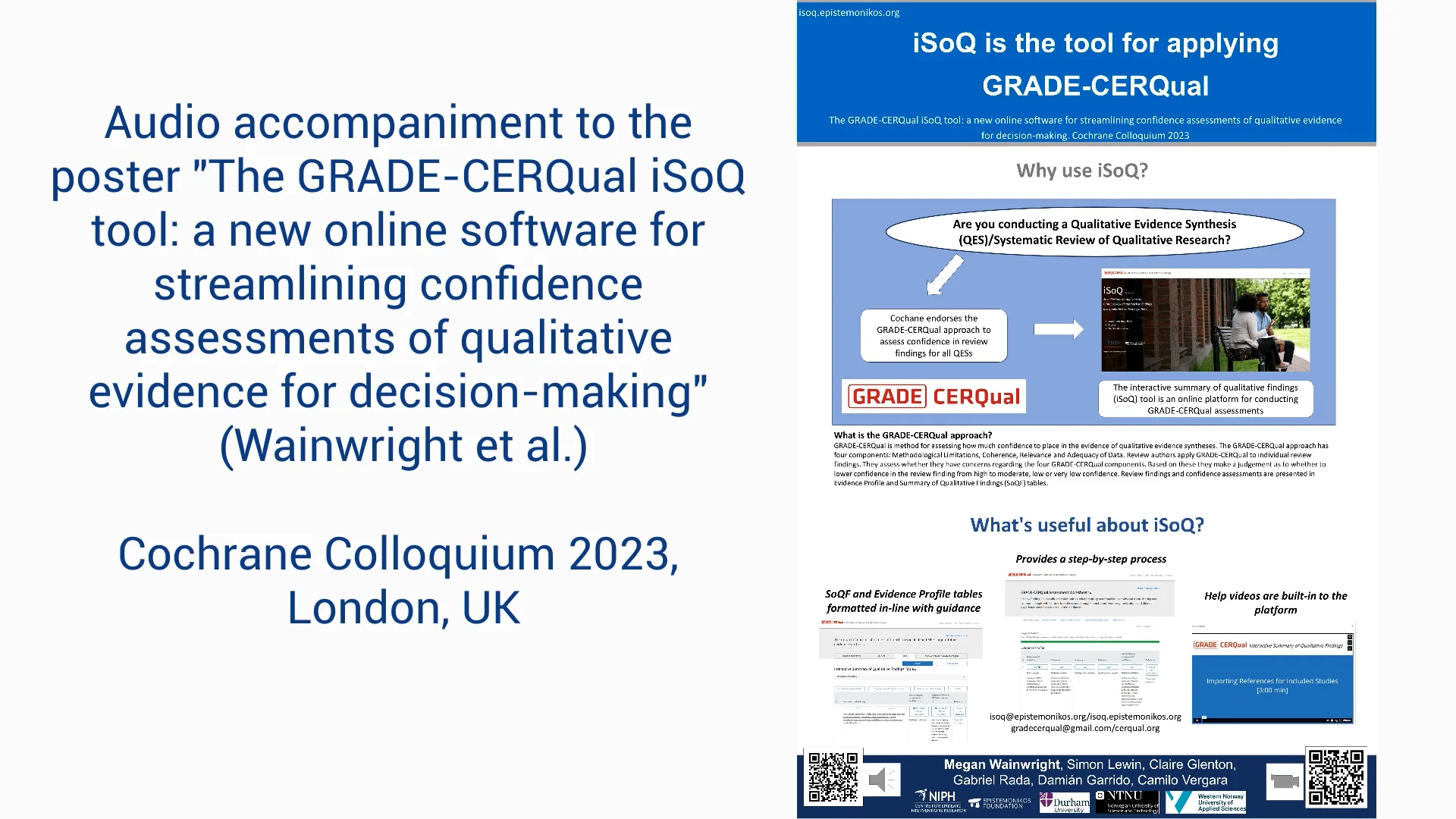 Audio accompaniment -Cochrane 2023 poster