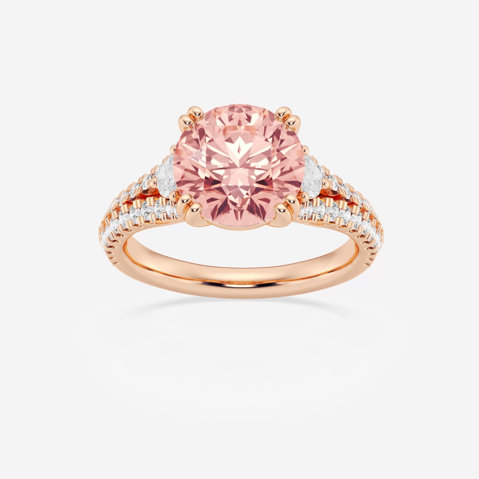 3 1/2 ctw Fancy Pink Round Lab Grown Diamond Split Shank Side Stone ...