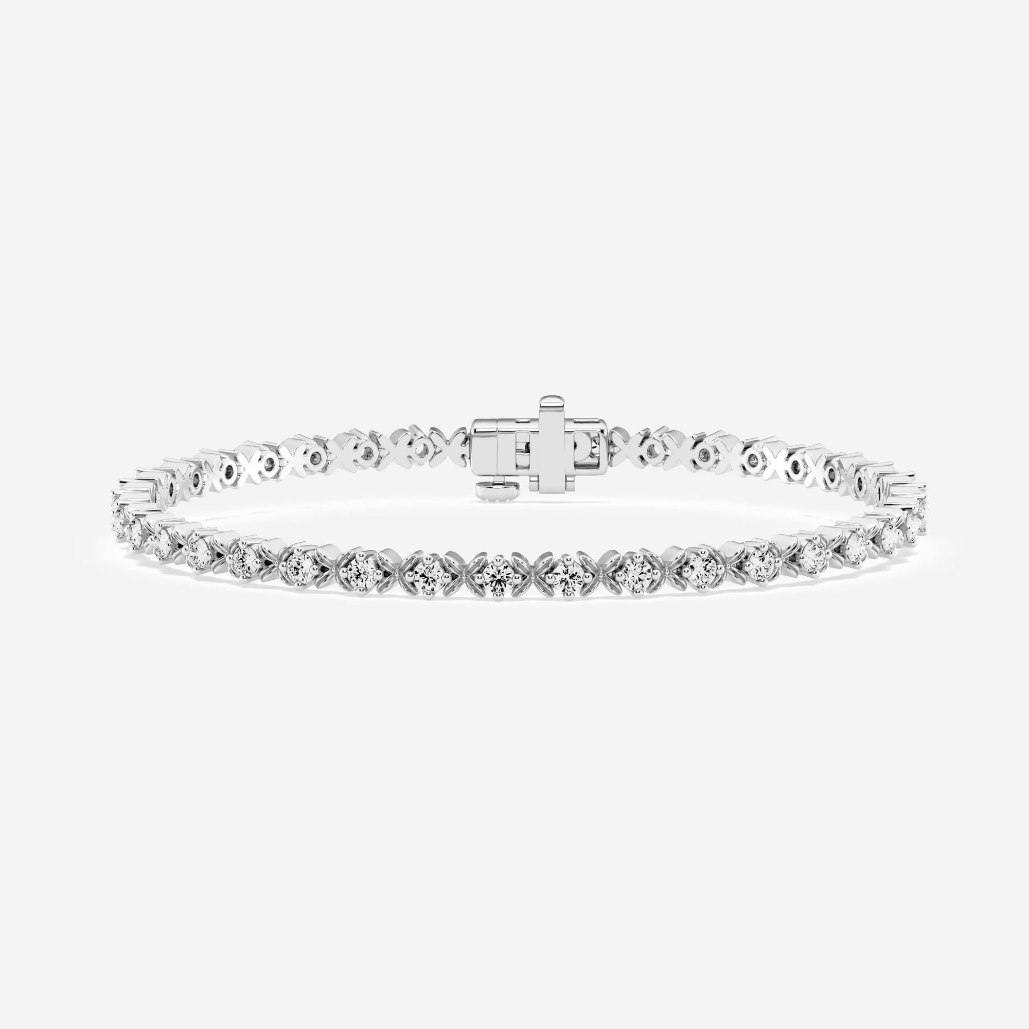 1 Ctw Round Lab Grown Diamond Beveled X Tennis Bracelet 6 Inches