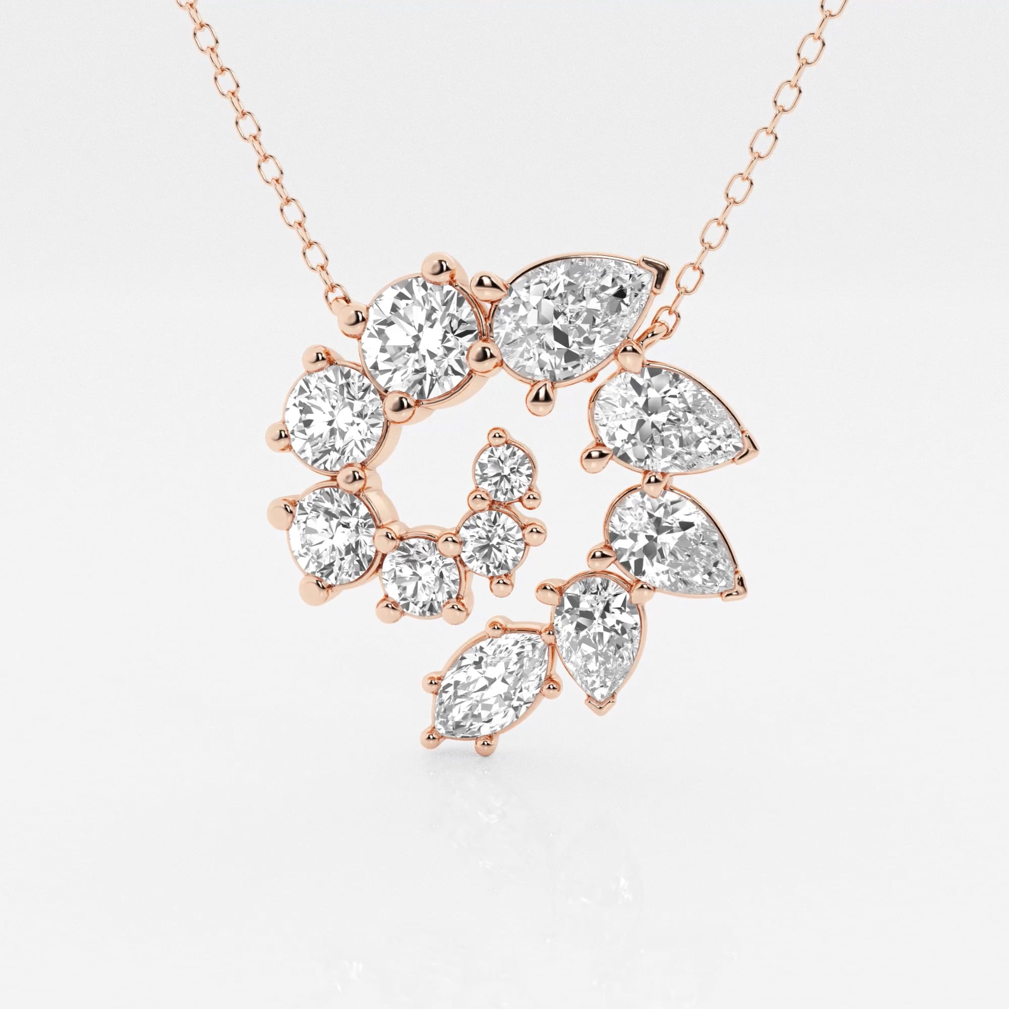 3 ctw Multi-Shape Lab Grown Diamond Swirl Fashion Pendant - Grownbrilliance