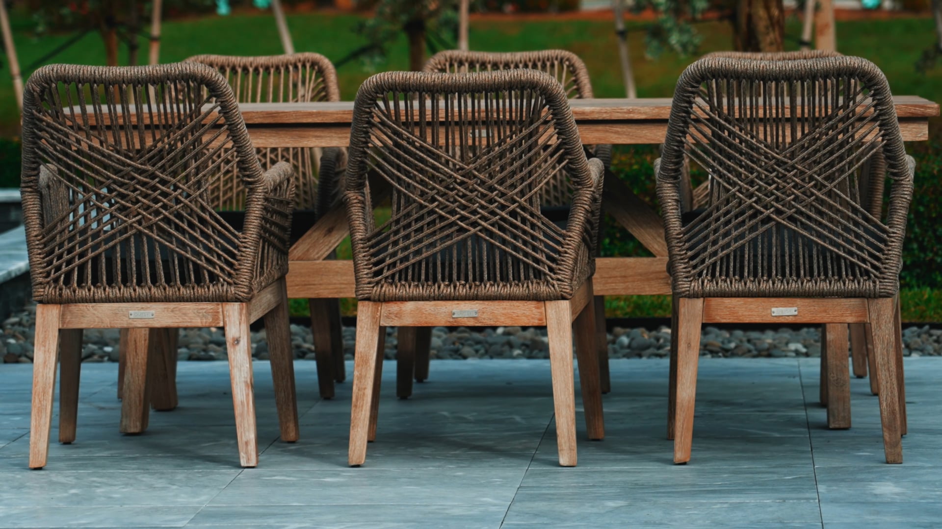 Santino Wood, Aluminum, and Rope Dining Chair With Cushion, Set of 2 ...