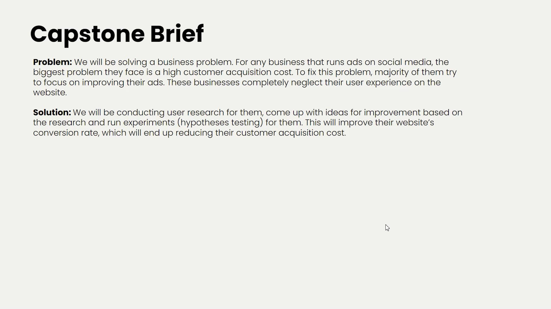 Capstone Brief - Problem & Solution on Vimeo
