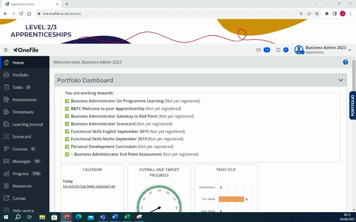 Complete tasks in OneFile