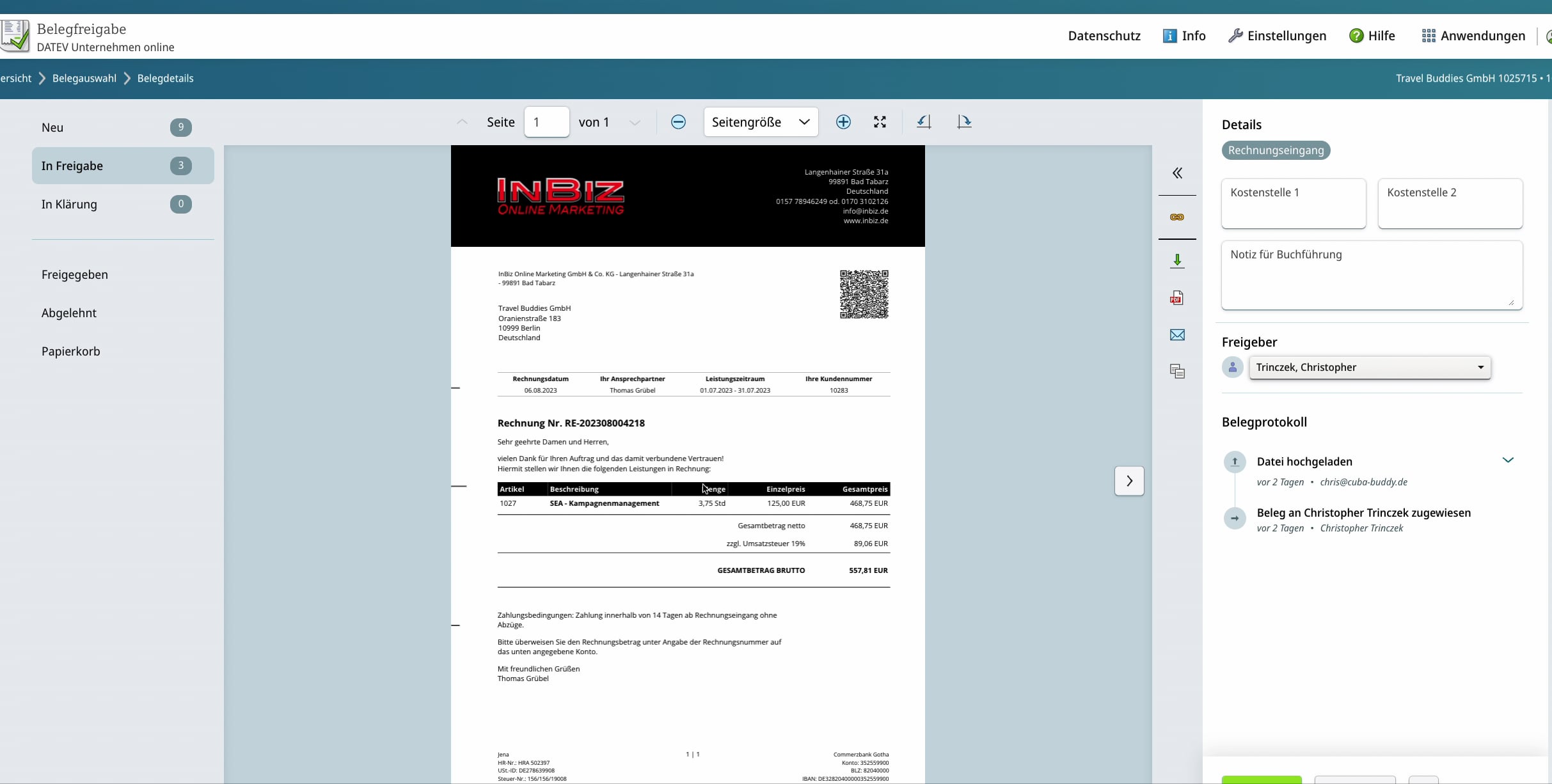 Datev - Approve an assigned Invoice on Vimeo
