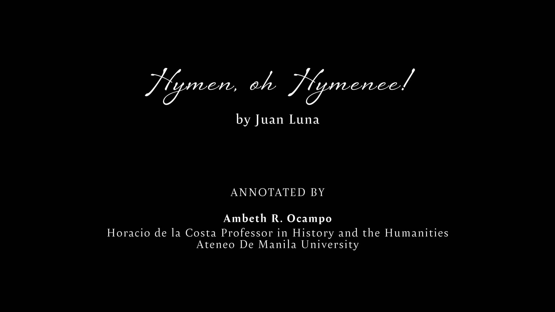 Notes On A Painting: Juan Luna's "Hymen, oh Hyménée!" on Vimeo
