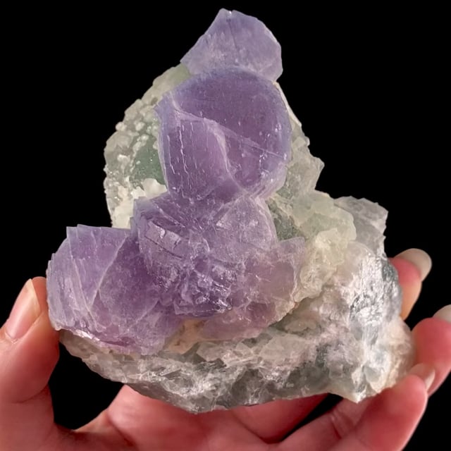 Fluorite (unique ''curved'' crystals) on Fluorite | De'an Fluorite Mine ...