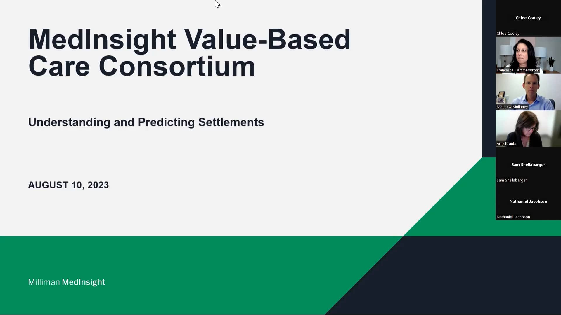 MedInsight Value-Based Care Consortium: Understanding and Predicting Settlement on Vimeo