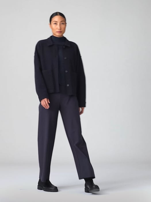 Lightweight Boiled Wool Classic Collar Jacket in Lightweight Boiled Wool Classic Collar Jacket in