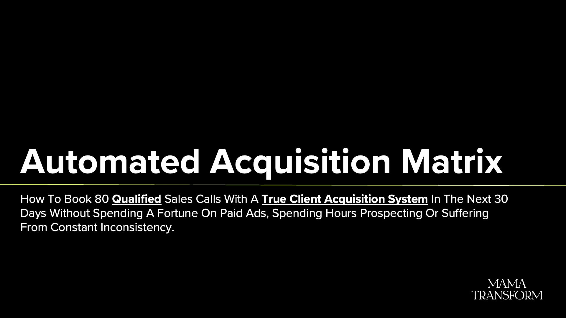 Automated Acquisition Matrix - VSL 1 on Vimeo