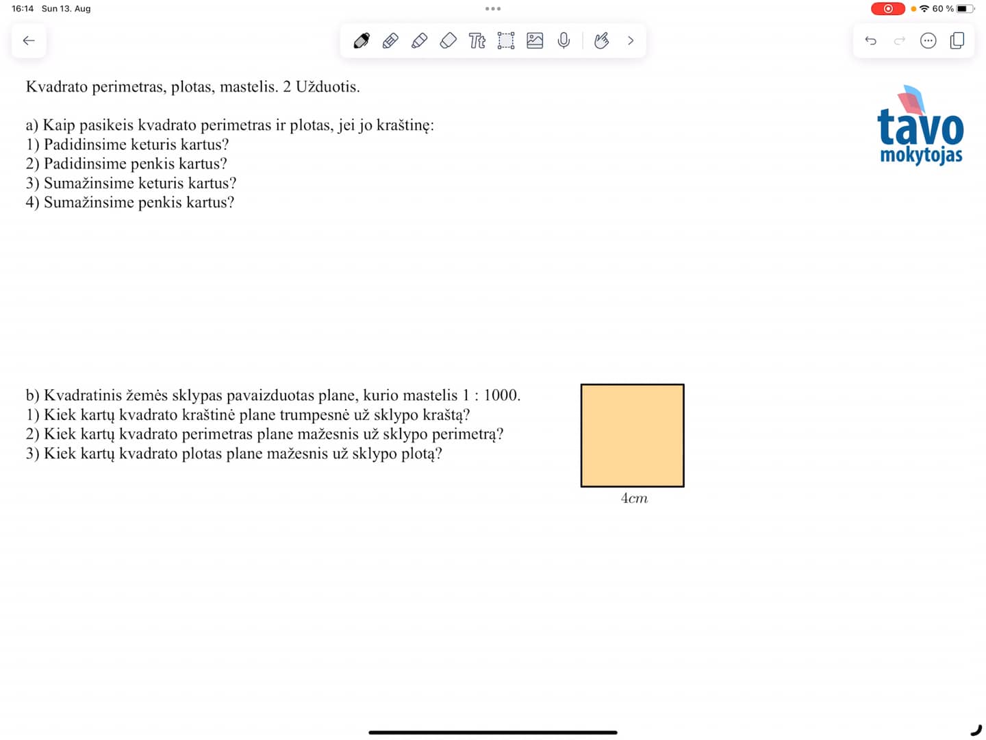 Kvadrato perimetras, plotas, mastelis. 2 Užduotis. on Vimeo