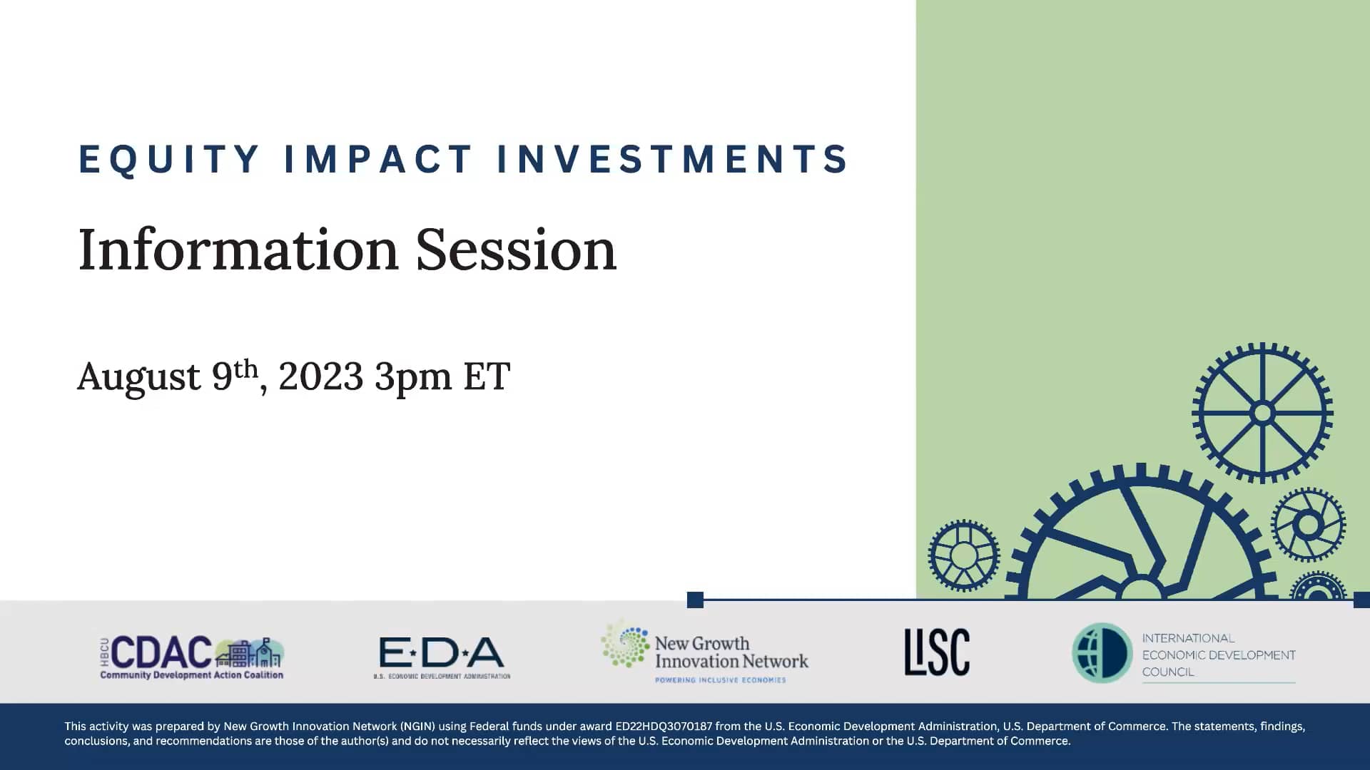 Info Session | Equity Impact Investments | August 2023 on Vimeo