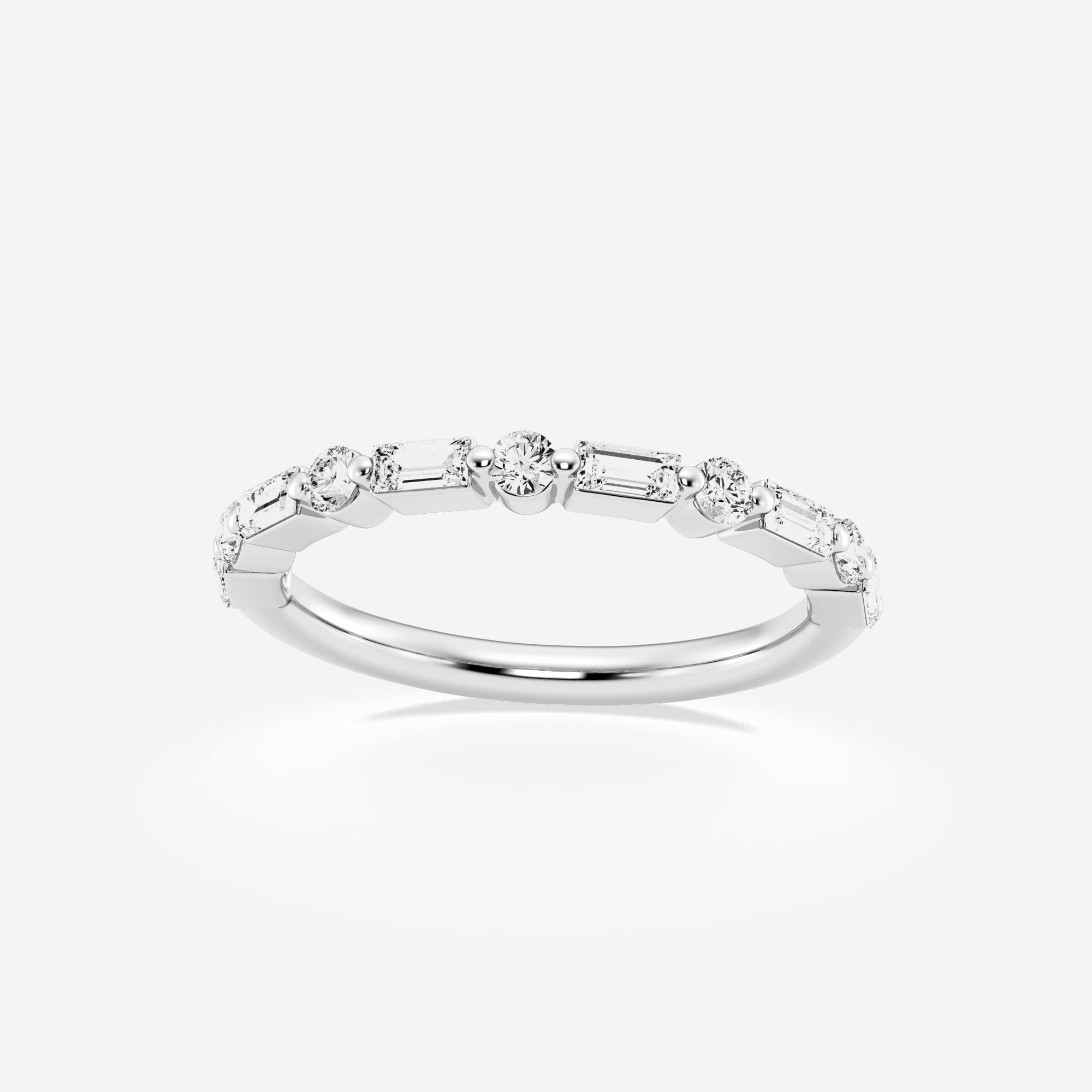 1/2 ctw Round and Baguette Lab Grown Diamond Eleven Stone Wedding Band ...