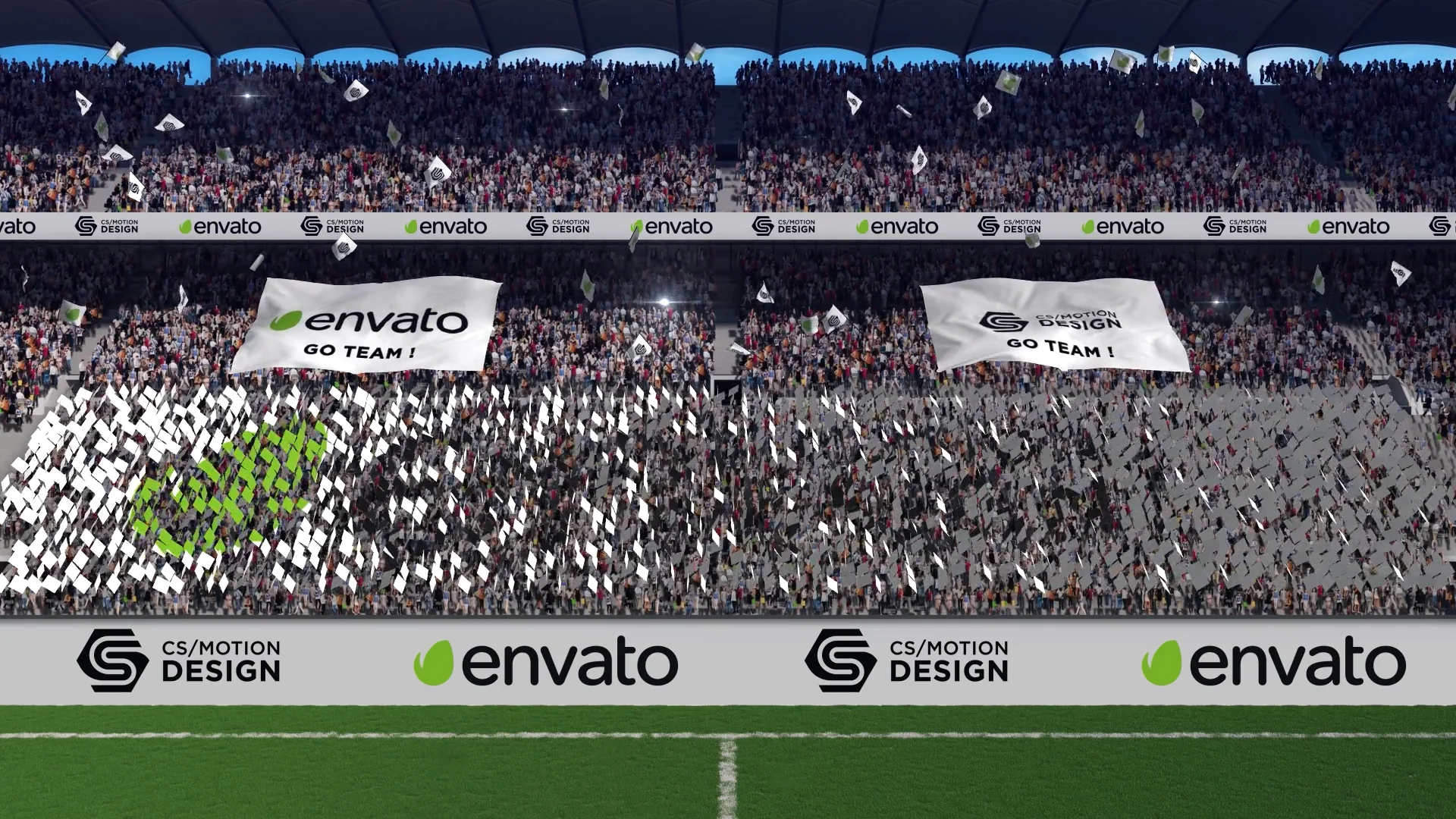 Stadium Crowd with Card Flip Stunt Motion Design