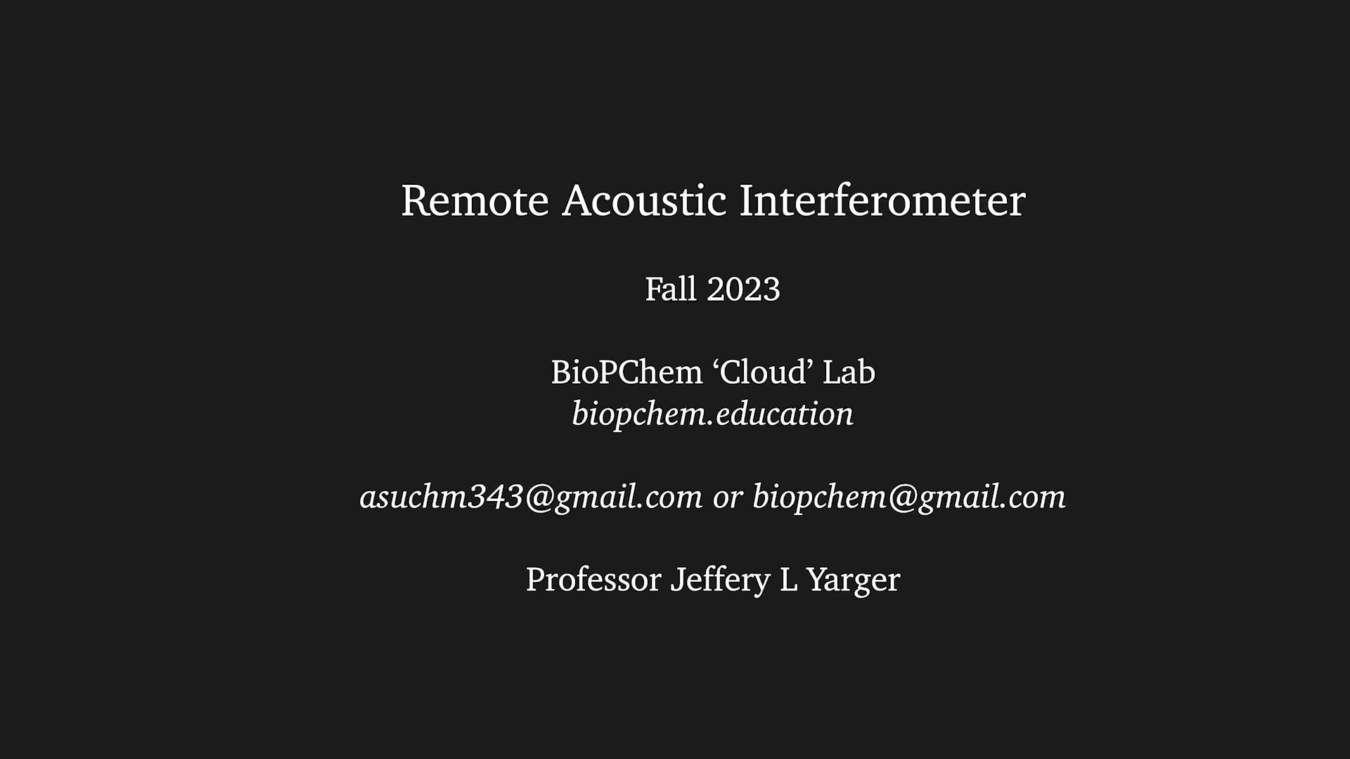 BioPchem - Remote Acoustic Interferometer on Vimeo