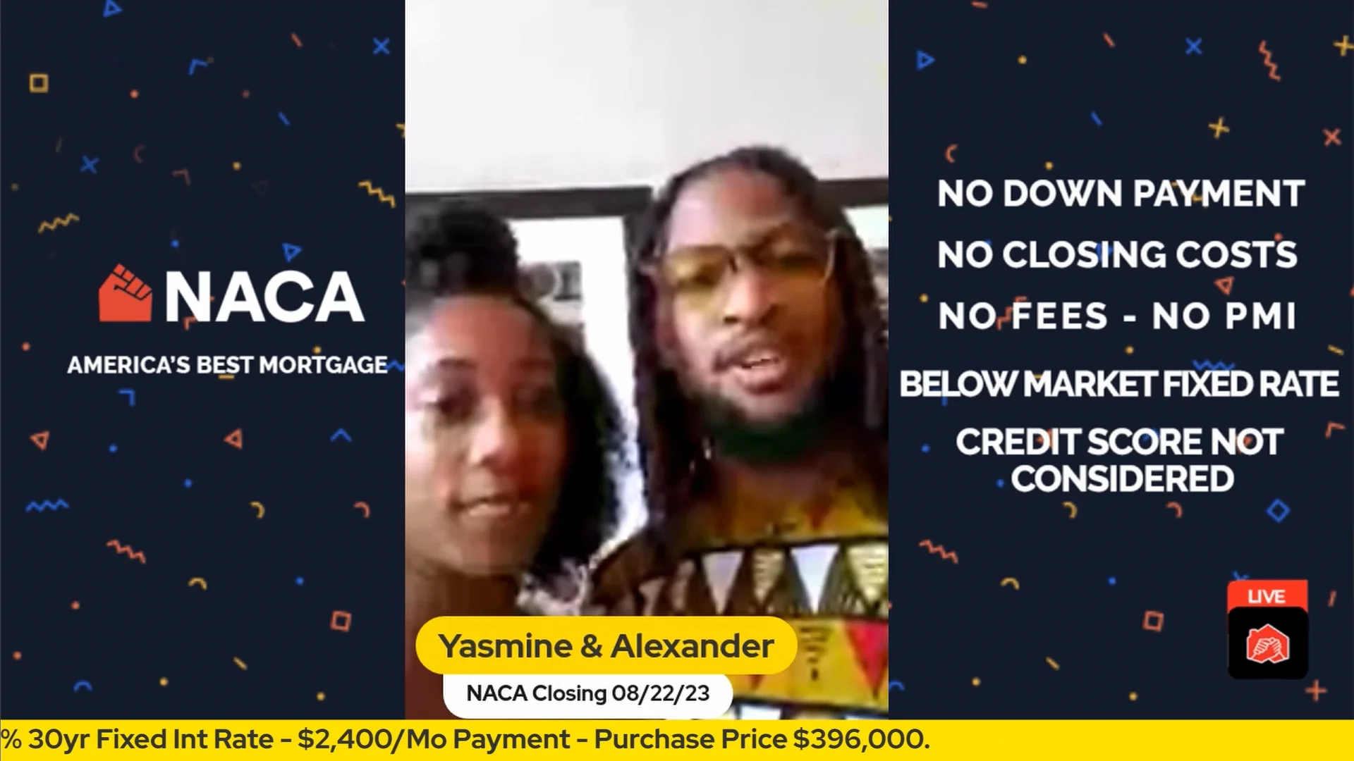 August 22, 2023, LIVE NACA Closing Yasmine & Alexander, Charlotte, NC ...