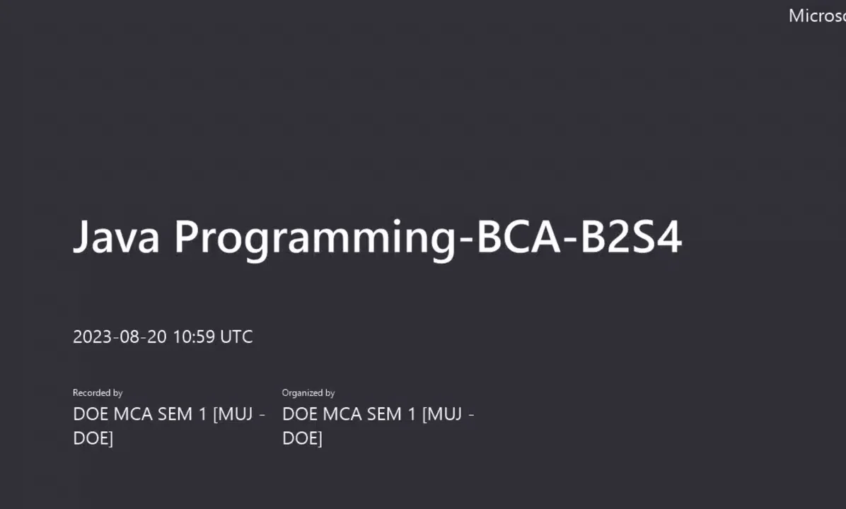Java Programming-Bca-B2s4-20230820 on Vimeo